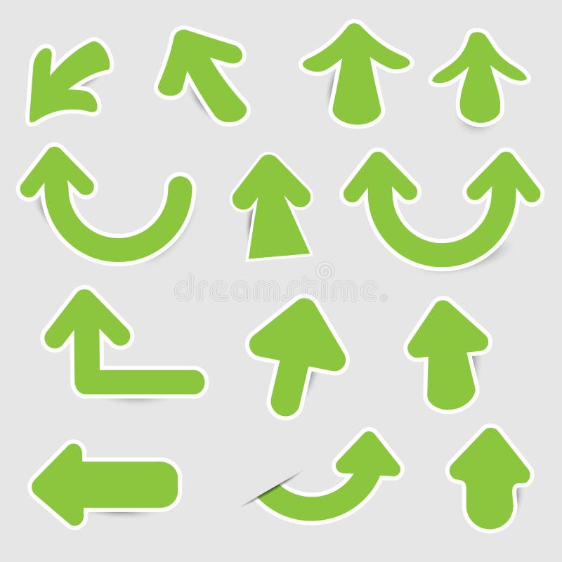 Green Paper Arrow Stickers with Shadows Stock Illustration ...