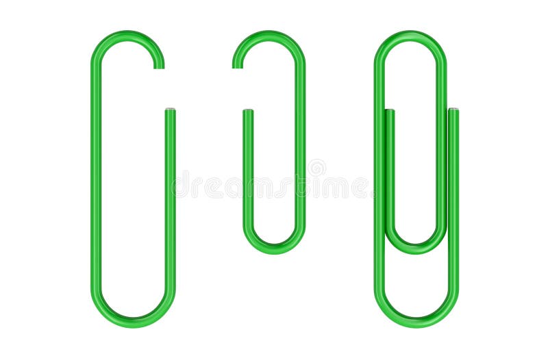 Green Paper Clips with PVC Coated on the Sheet, 3D Rendering Stock ...