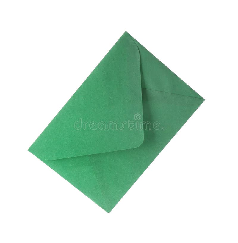 Green Paper Envelope Isolated on White. Stock Photo - Image of ...