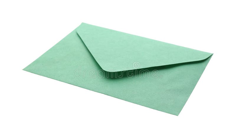 Green Paper Envelope Isolated on White. Mail Service Stock Photo ...