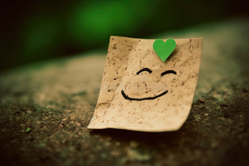 Green Paper Note with Sad Face on Cork Board Expressing Sorrowful ...