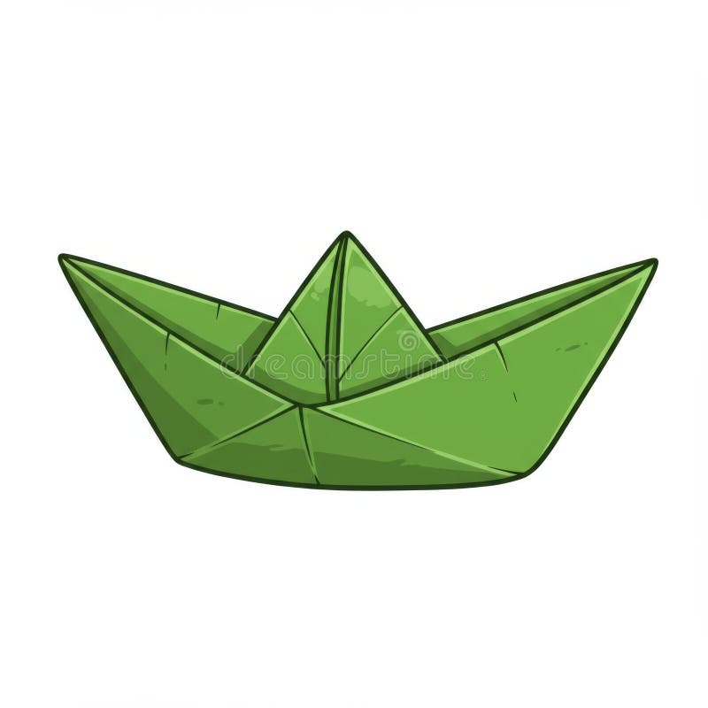 Green Paper Origami Boat Illustration Stock Illustration - Illustration ...