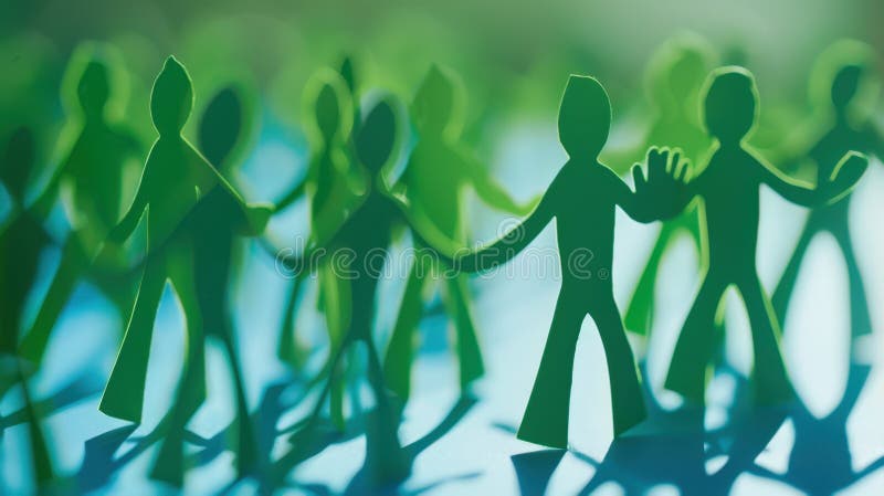 The Green Paper People Chain.AI Generated Image Stock Image - Image of ...