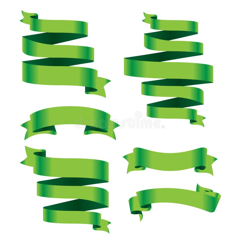 Green Paper Ribbon with on the Grey Background Stock Vector ...