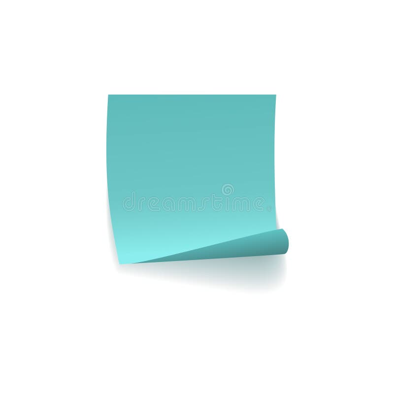 Green Paper Sticker Note, Vector Realistic Stick Note with Curled ...