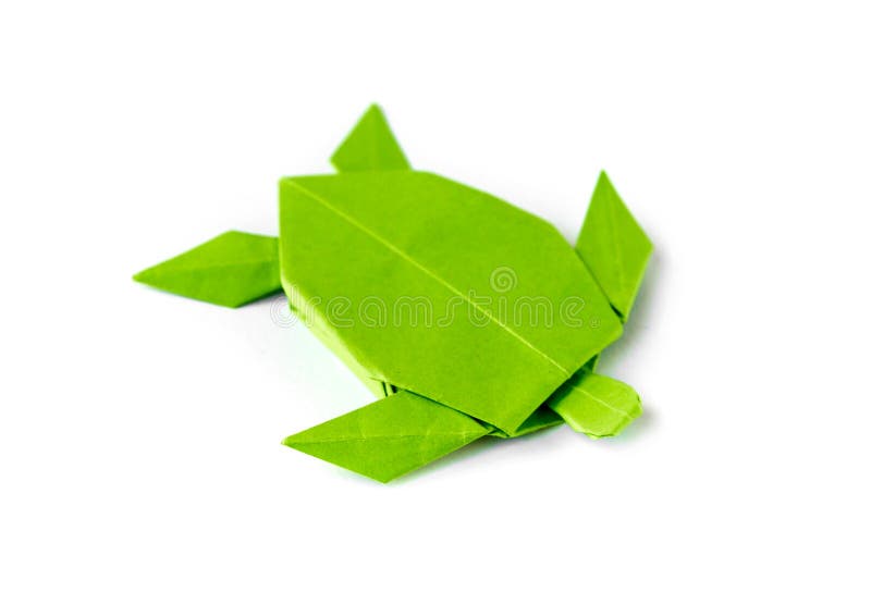 Green Paper Turtle Origami Isolated on a White Background Stock Photo ...