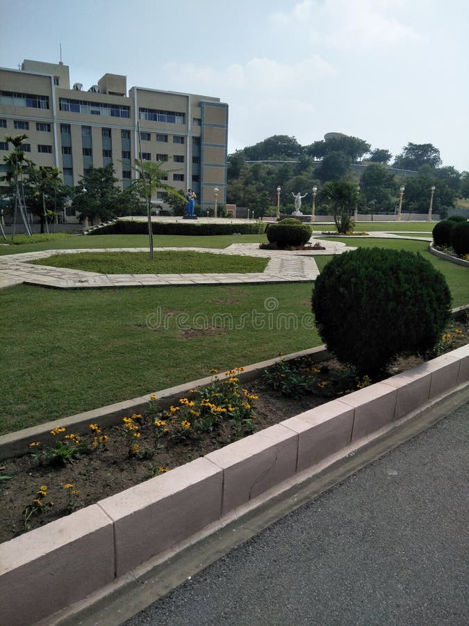 A Green Park before a Building Very Neat and Clean Stock Photo - Image ...