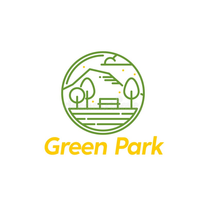 Green Park Logo, Garden, Farm Logo. with Concept Mount, Tree, River ...