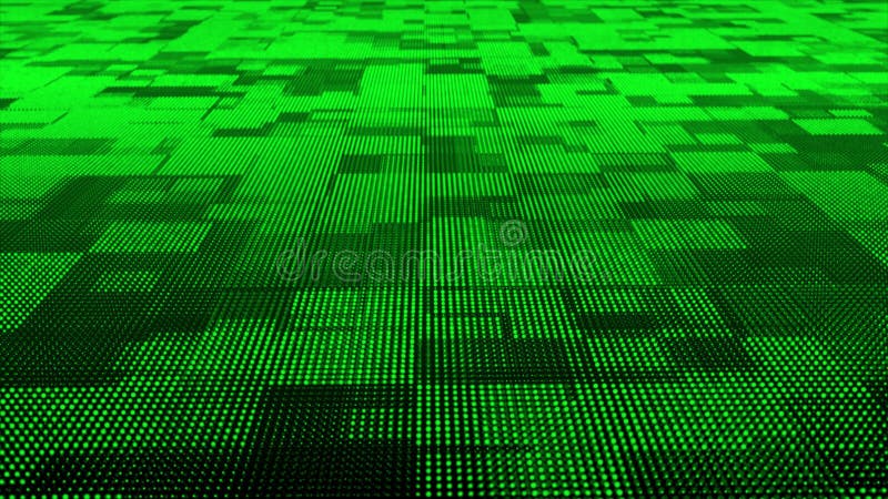 Green Particles Square Box Pattern Moving 3d Technology Cyberspace ...