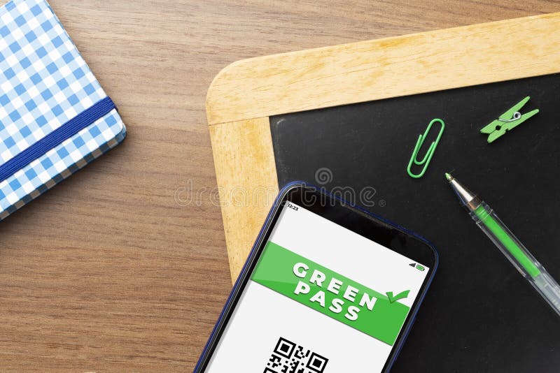 Green Pass at School Concept: Smartphone with the Text Green Pass Over ...