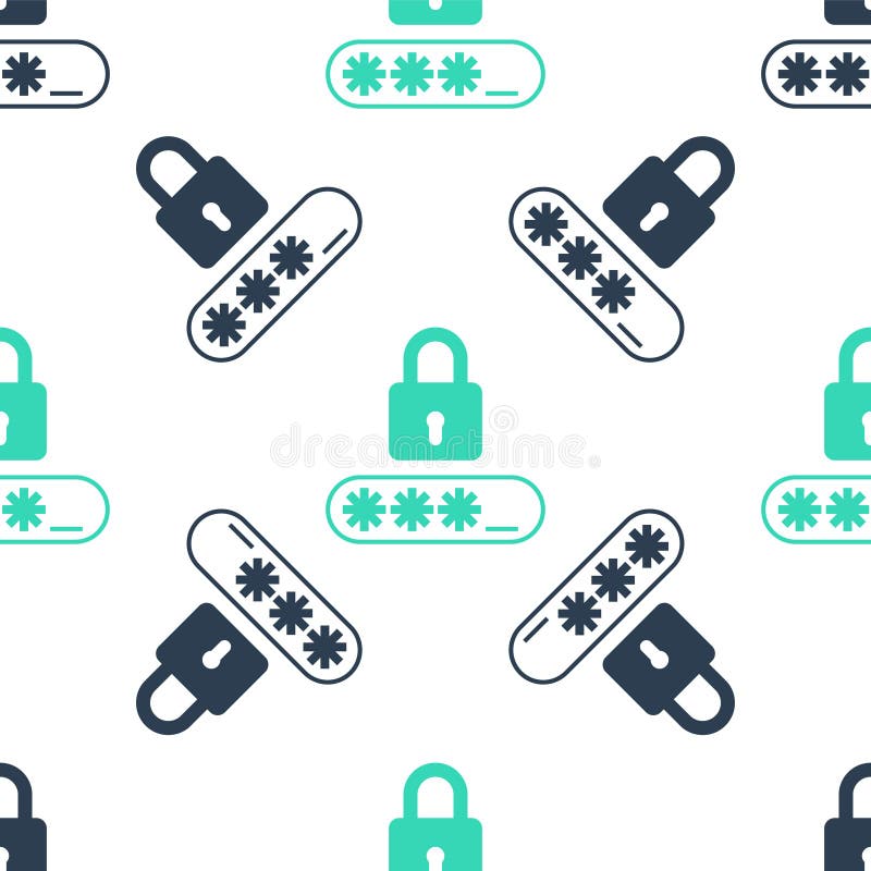 Green Password Protection and Safety Access Icon Isolated on Blue ...