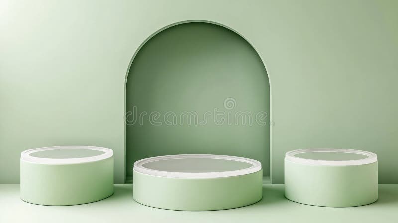 Green Pastel Podiums, Arched Wall, Studio Backdrop, Product Display ...