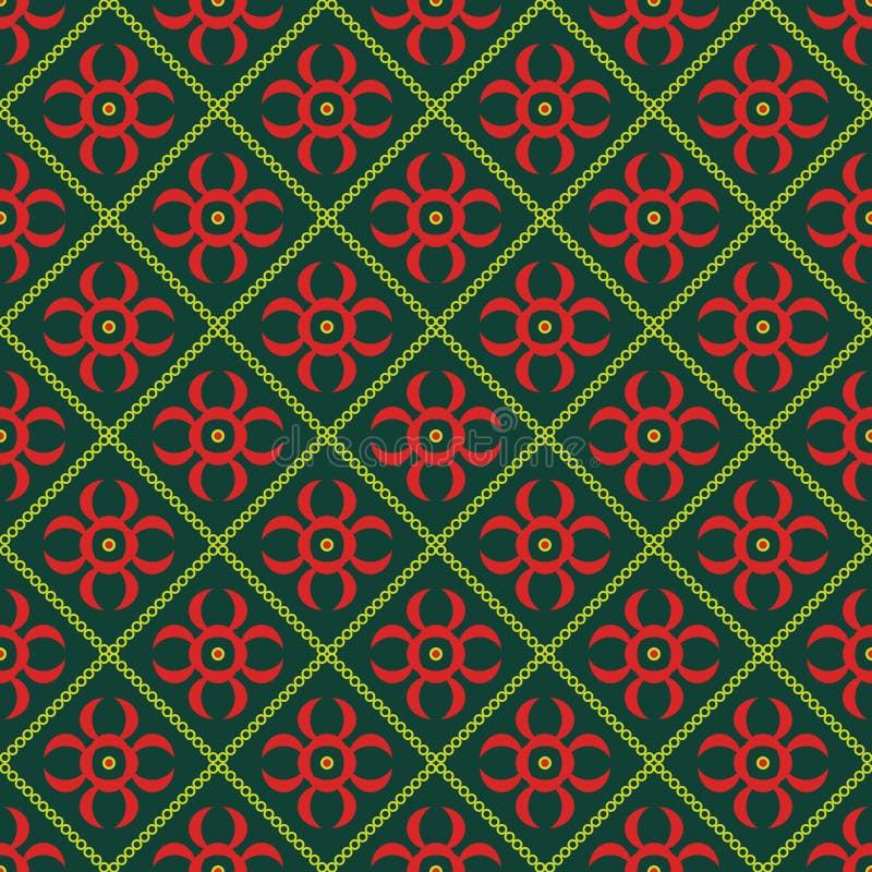 Green Pattern Red Aztec Floral Fabric Pattern Stock Vector ...