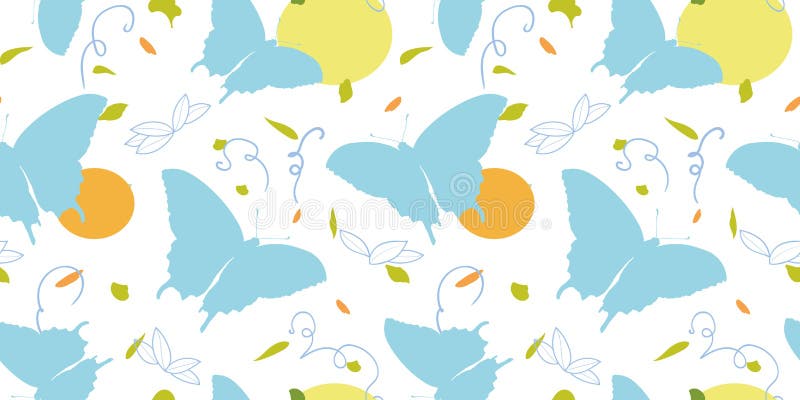 Green Pattern with Yellow Butterfly. Stock Vector - Illustration of ...