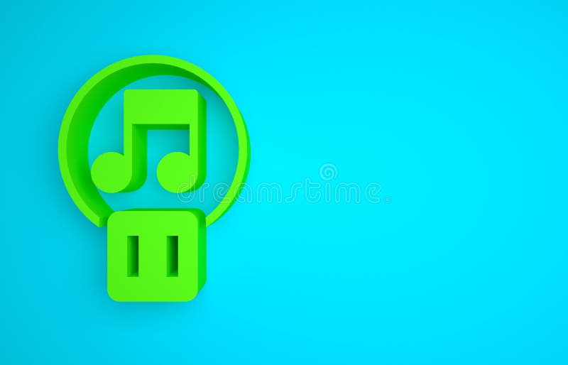 Green Pause Button Icon Isolated on Blue Background. Minimalism Concept ...