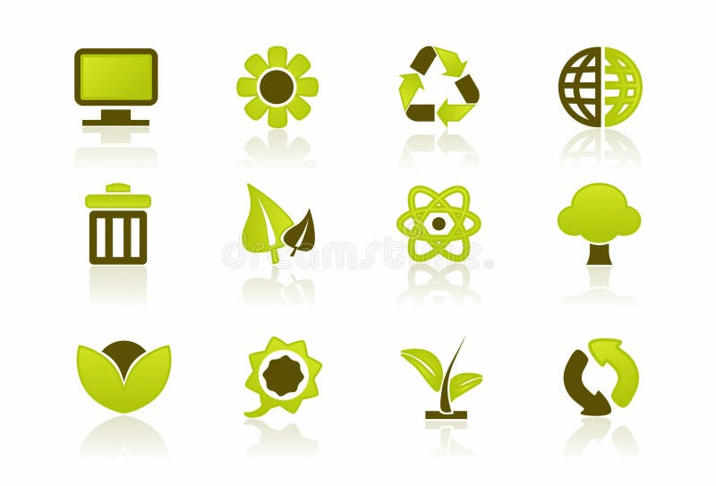 Green PC / it Icon Set stock illustration. Illustration of icon - 5019876