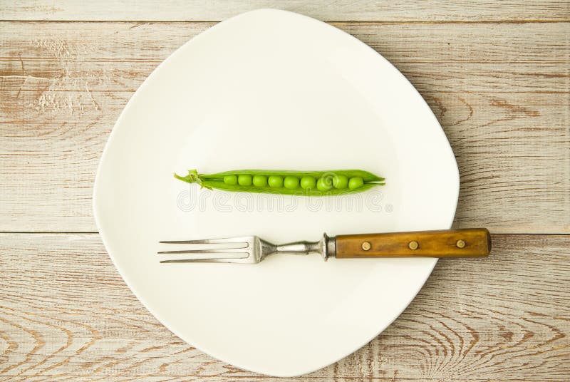 Green Pea Pod on the Big White Plate. Stock Photo - Image of vegetable ...