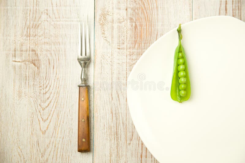 Green Pea Pod on the White Plate. Stock Photo - Image of eating ...
