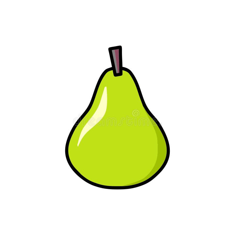 Green Pear Cartoon Isolated Vector Illustration. Green Pear Colorful ...