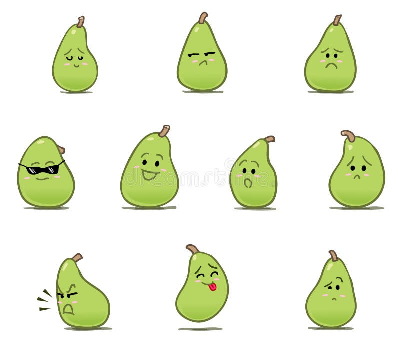 Green Pear Face Cartoons stock vector. Illustration of expressions ...