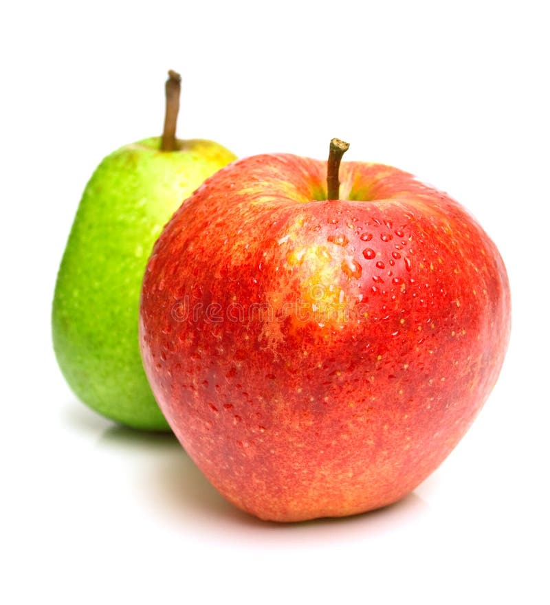Green pear and red apple stock photo. Image of nature - 5405820