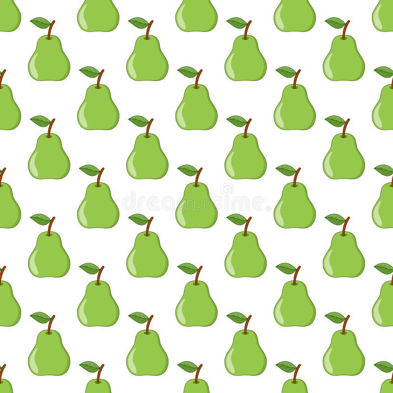 Green Pear Seamless Pattern on White Stock Vector - Illustration of ...