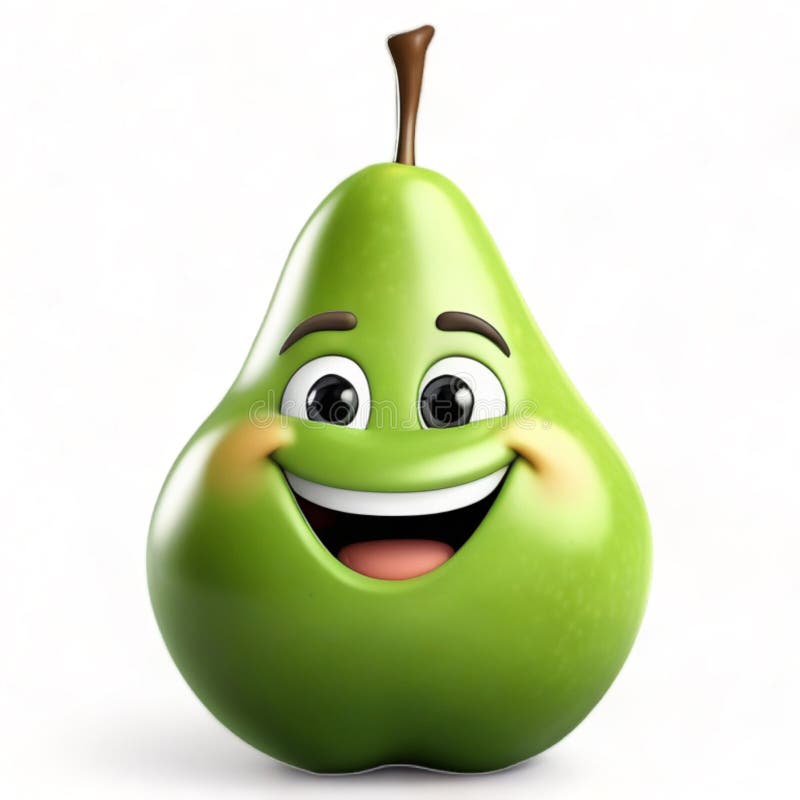 Green Pear with Smile Face Isolated on White Background Stock ...