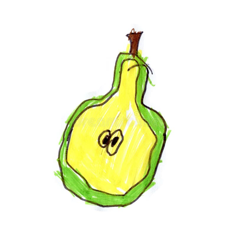 Green Pear Using Doodle Art or Hand Drawing Kid Style Stock ...
