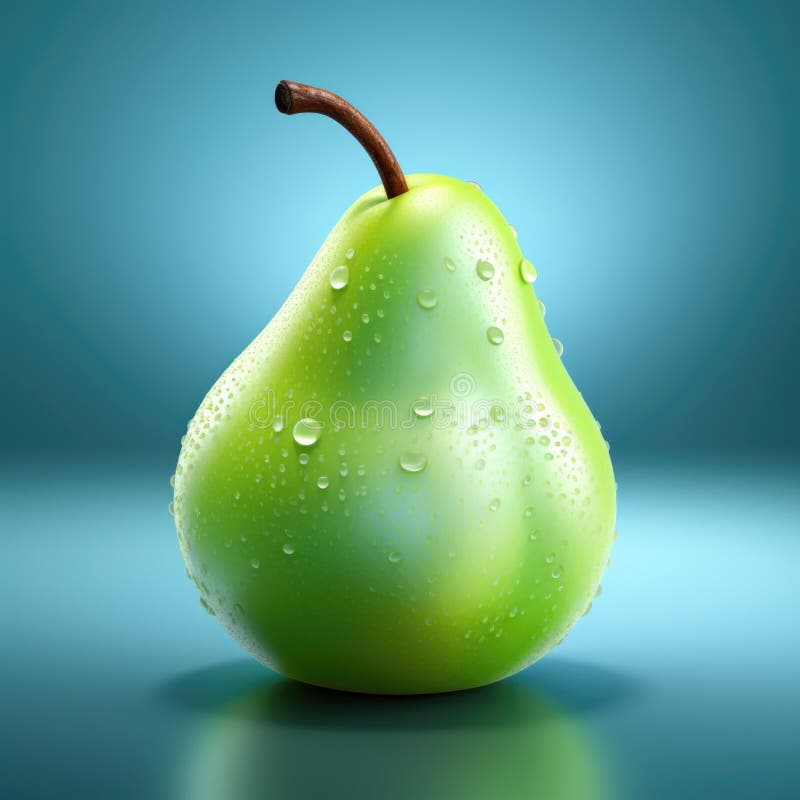 A Green Pear with Water Droplets on it Stock Illustration ...