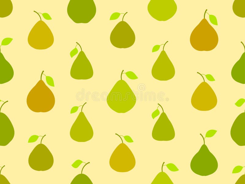 Green Pears Seamless Pattern. Ripe Pears with One Leaf Stock Vector ...