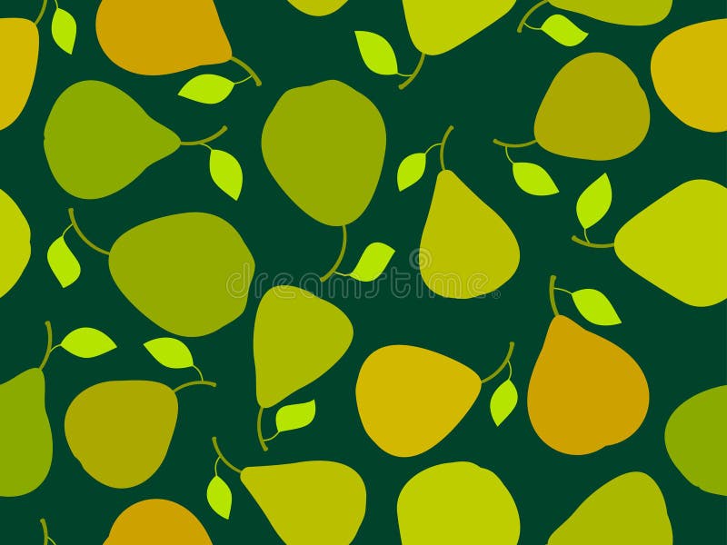 Green Pears Seamless Pattern. Ripe Pears with One Leaf Stock ...
