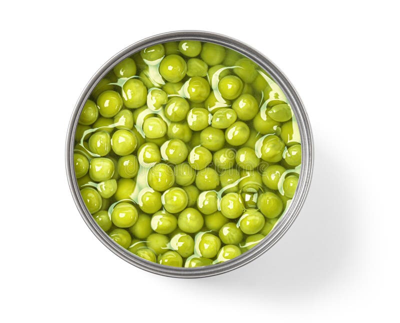 Green Peas in a Can Top View Stock Image - Image of conserve, isolated ...