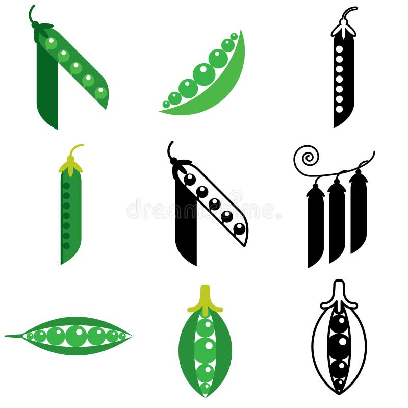 Green peas icons stock vector. Illustration of vegetables - 24108371
