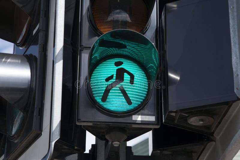 Green Pedestrian Traffic Light Sign Stock Photo - Image of green ...