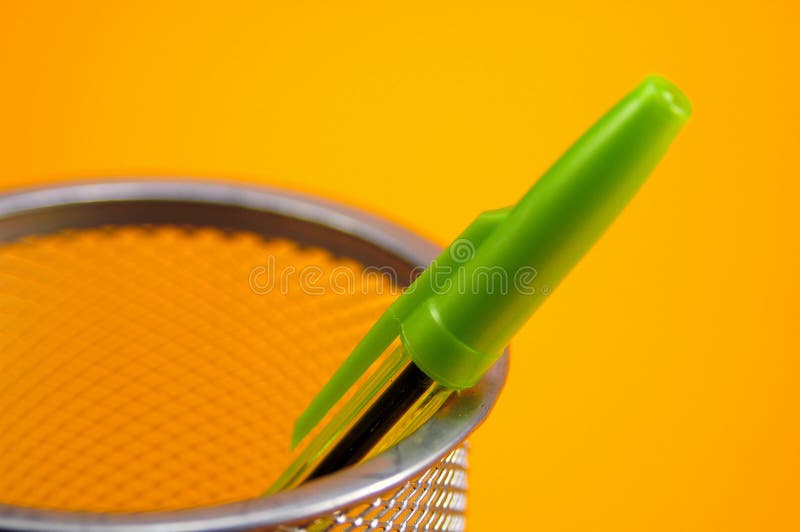 Green Pen stock image. Image of write, green, desk, orange - 94321