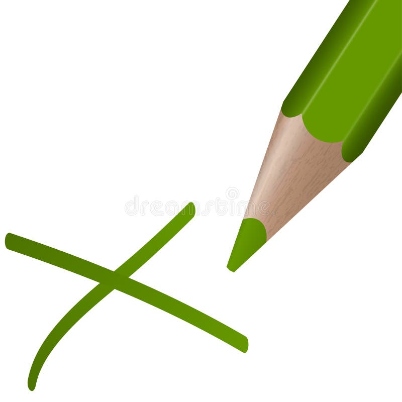 Green pen with cross stock vector. Illustration of ballots - 57600910