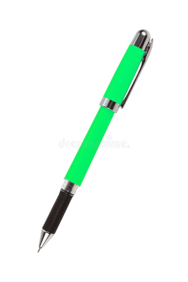 Green Pen Isolated on White Stock Image - Image of write, button: 191667045