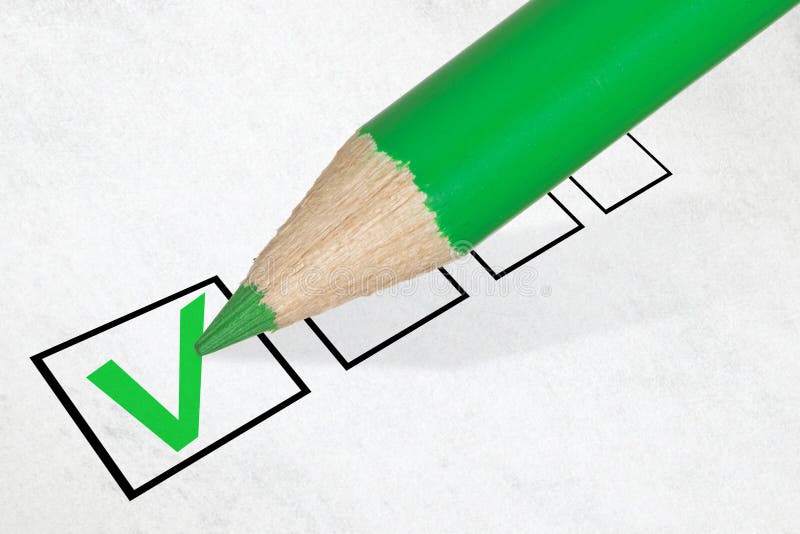 Green Pencil Marking Check Box Stock Image - Image of question, choose ...