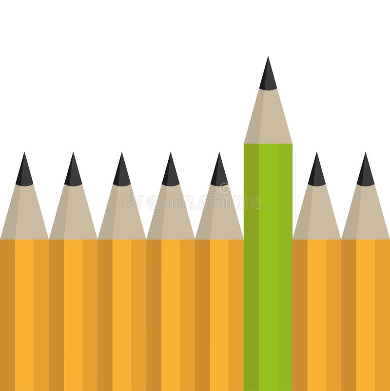 Green Pencil Standout. Different Color Tool. Creative Vector Contrast ...