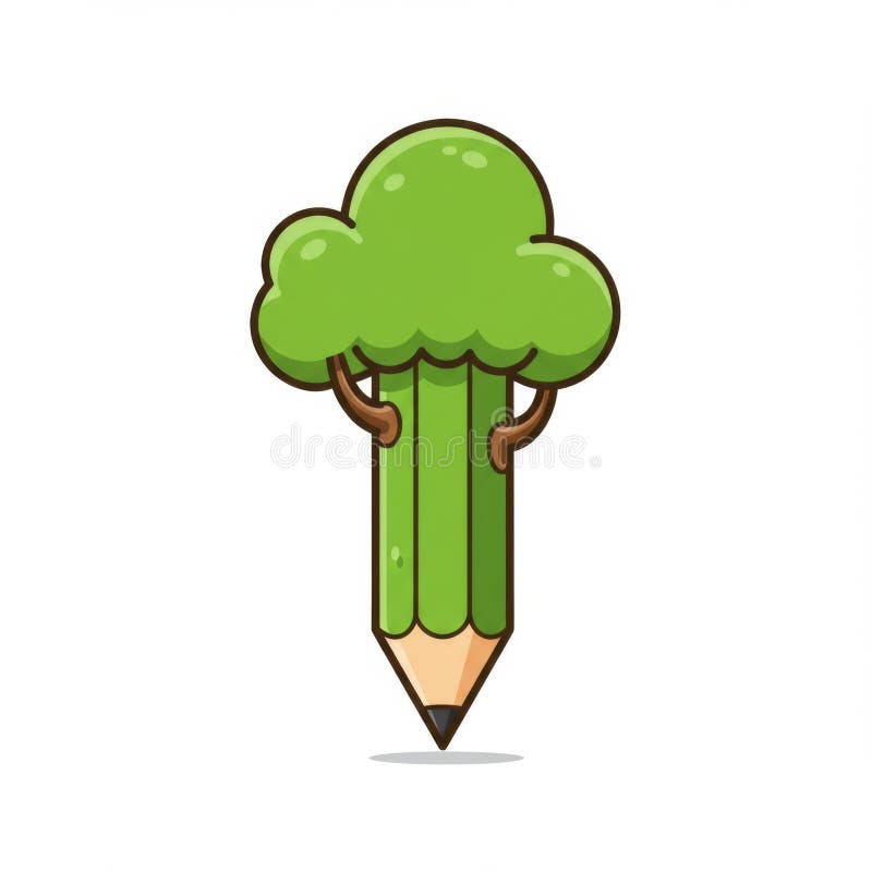 Green Pencil Tree Illustration Stock Illustration - Illustration of ...