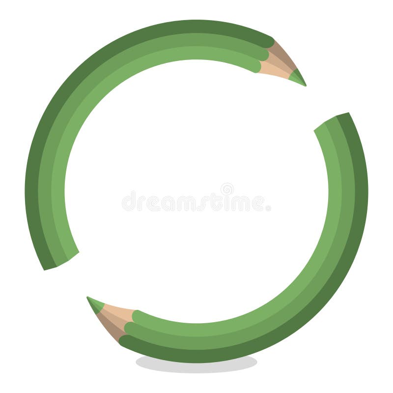 Green Pencils Form a Ring, Representing the Continuous Process of ...