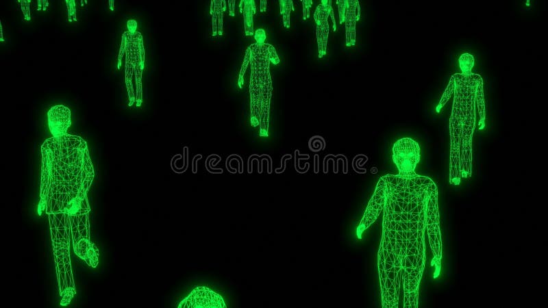 Green People Matrix Communication Network Digital Human Body Data ...