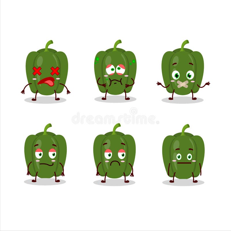Green Pepper Cartoon Character with Nope Expression Stock Vector ...