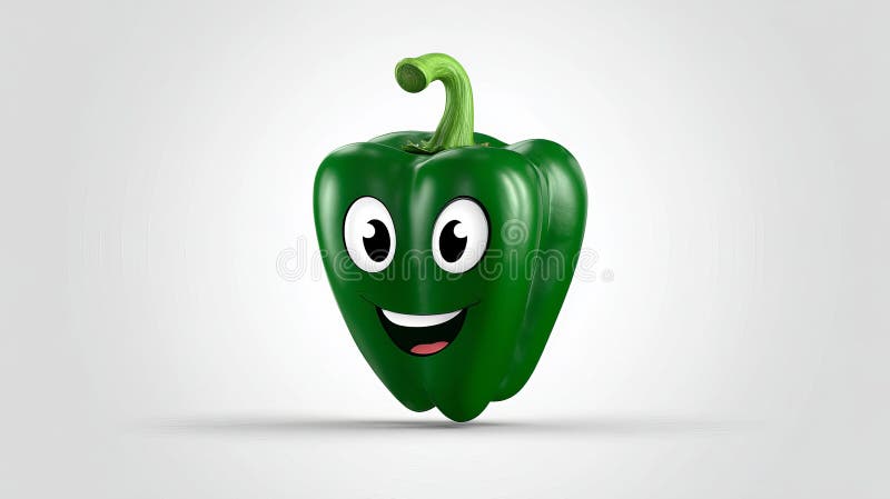 Green Pepper with a Cheerful Face 3d Character, Transparent Background ...