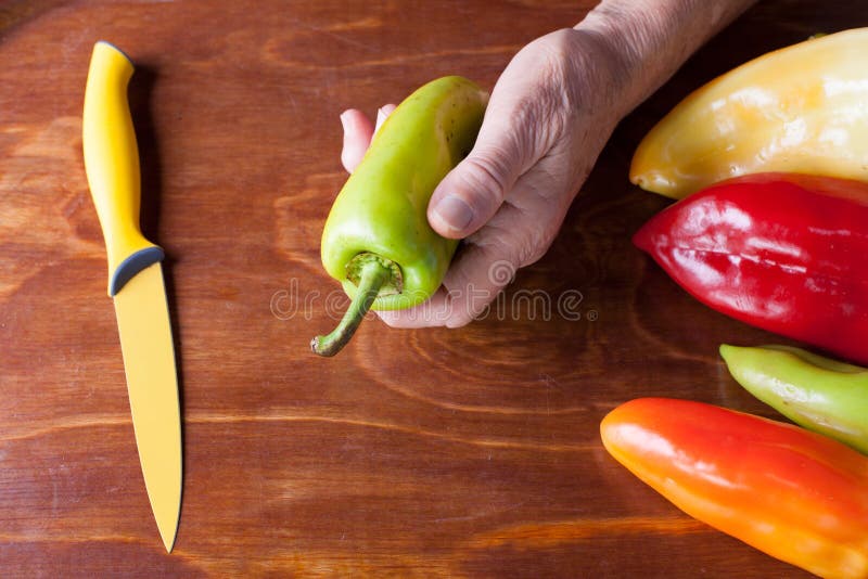 Green pepper in hand stock photo. Image of market, lifestyle - 81235966