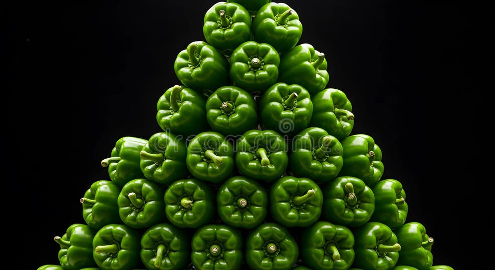 Green Pepper Pyramid Stack stock illustration. Illustration of pepper ...