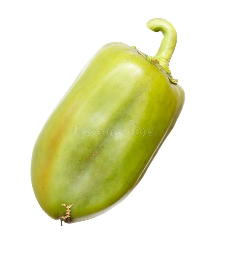 A Green Pepper is Shown in Its Entirety, with the Stem Stock Photo ...