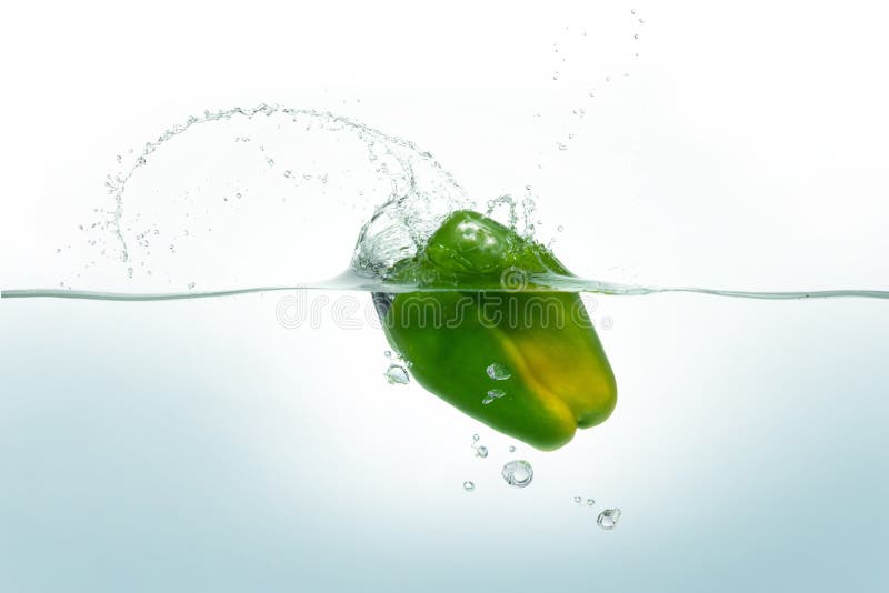Green Pepper Splashing in Water Stock Image - Image of fresh, healthy ...