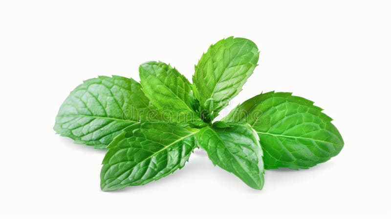 This is a Green Peppermint Leaf Isolated on White. it is a Fresh Mint ...