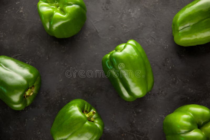 Green Bell Peppers Pattern on Dark Grey Background Stock Image - Image ...